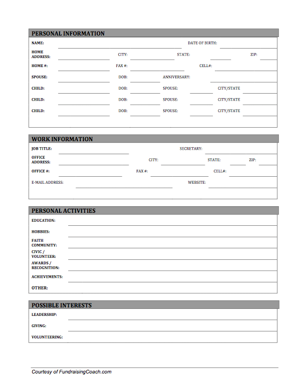  Donor Prospect Worksheet Free Download Gambr co